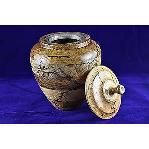 Royal Yellow Lichtenberg Figure Urn for Human Ashes Wooden Urn Box with Lid Pet urn Cremation urn Burial Urn Box Adult Funeral Urn Resin Urn Ashes Keepsake Urn for Ashes Wooden Urns (Medium)