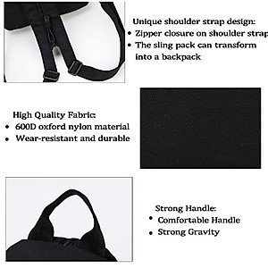 Mini Tactical Backpack, 6L Small Sling Backpacks Shoulder Bag For Running Travel Daypack with Carabiner For Men Women(Black)