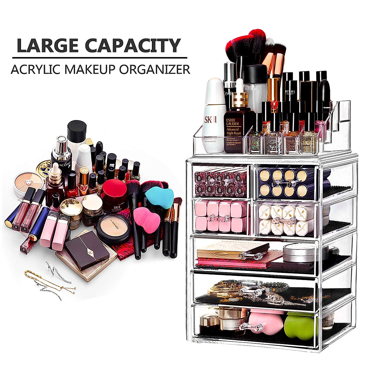 HBlife Makeup Organizer, 360 Degree Rotating Perfume Organizer Clear