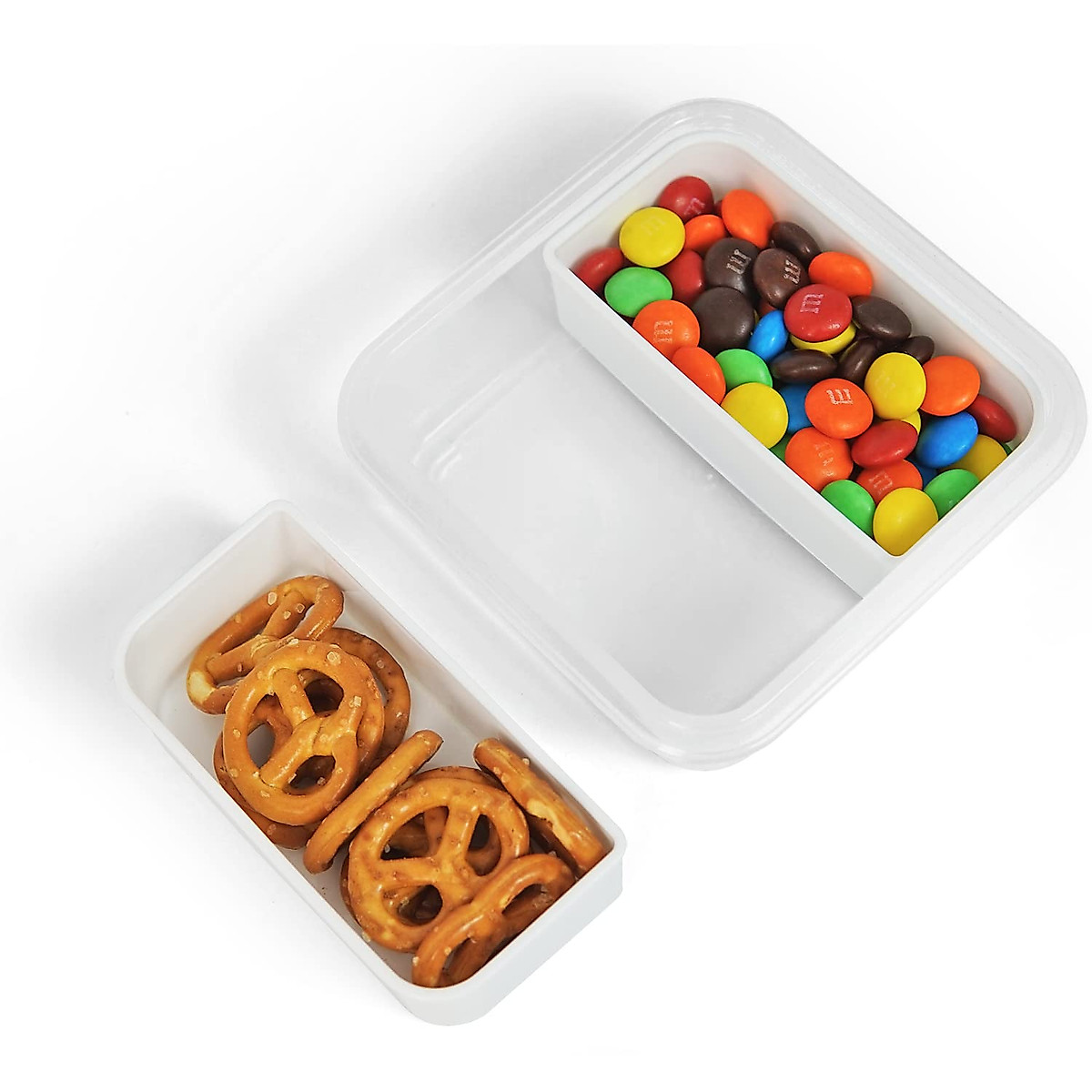 carrotez 2 Compartment Snack Containers, Portion Control Container, Small Food Storage Containers, Small Snack containers with Airtight lids, BPA Free, Stackable, Reusable, 2 PACK