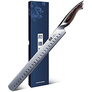 HOSHANHO Carving Knife 12 Inch, Japanese AUS-10 Slicing Knife with Ergonomic Pakkawood Handle, Razor Sharp Brisket Knife for Meat Cutting, BBQ, Turkey
