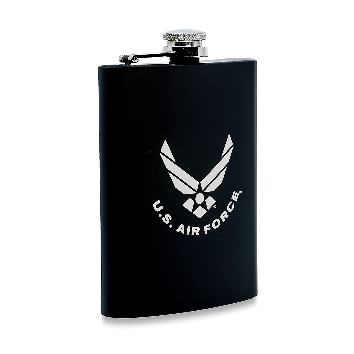 US Air Force 8 oz Flask | Stainless Steel Hip Flask for Liquor – Matte Black, Great USAF Gift Idea for Veterans