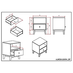 Alaterre Furniture MOD 19 1/2" W One Drawer Nightstand