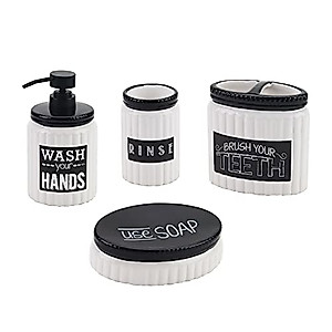 Avanti Linens Bundle: 6 Items: Ceramic Basket, Tissue, Lotion, Toothbrush, Tumbler and Soap Dish, Chalk It Up