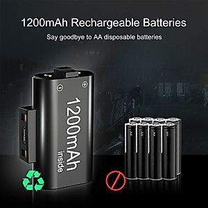 Noiposi Rechargeable Battery Packs for Xbox One/Xbox Series X|S, 2 X 1200mAh Xbox one Controller Battery Packs with 4 Battery Covers (2X1200Mah)