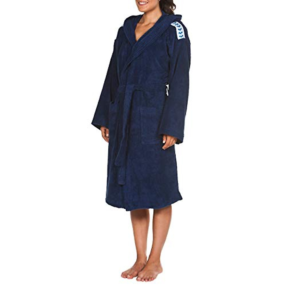 ARENA Unisex Core Soft Robe Bathrobe, Navy/White, X-Small