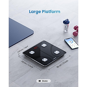 RENPHO Smart Scale for Body Weight, Digital Bathroom Scale BMI Weighing Bluetooth Body Fat Scale, Body Composition Monitor Health Analyzer with Smartphone App, 400 lbs - Black Elis 1