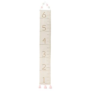 Mud Pie Arrow Milestone Growth Chart Canvas Off White, Pink Tassel