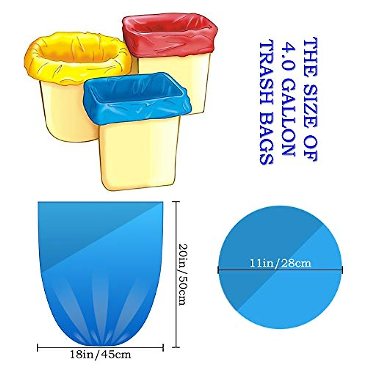 Alimu Small Trash Bags, 150 Counts 4 Gallon Small Kitchen Garbage Bags Material Wastebasket Can Liners Bags Small Size 20-Liters for Office, Home, Bathroom, Kitchen