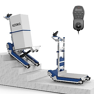 XSTO CT420C Powered Heavy Duty Track Stair Climbing Hand Truck, 926 lbs Load Capacity, Electric Semi-Automatic Stair Climber Cart for Material Handling