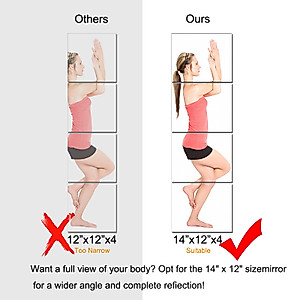 Speculux Acrylic Mirro-Full Length Mirror Tiles for Wall - Large Full Body Mirror Set for Bedroom, Home Gym, and Door(14'' x 12'' - 4PCS)