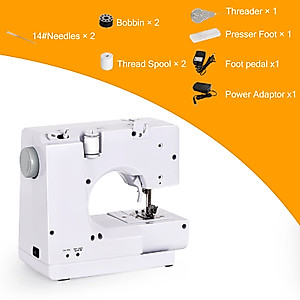 Mini Sewing Machine for Beginners Crafting Mending Heavy Duty Portable Sewing Machine Household Kids Sewing Machine with 12 Built-In Stitches, Foot Pedal