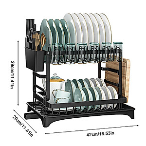 IBNA Dishes Storage Plate Rack, Carbon Steel Dish Drying Rack, Durable Cabinet Dish Drying Rack, Drainer Dishes Plates with Large Capacity, Plate Rack Drainer for Plates Cutting Boards Spoons Forks