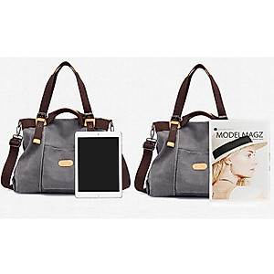 GJGJTER Women Soft Retro Casual All-match Tote Satchel Crossbody Hobo Messenger Canvas Shoulder Bag Clutches-Black