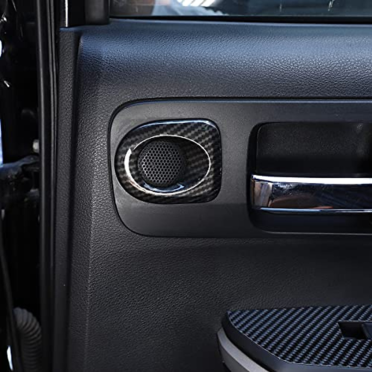 LLKUANG Fit for Toyota Tundra 2007-2021 ABS Back Door Speaker Horn Decoration Frame Cover Trim Car Accessories (Carbon Fiber Pattern)