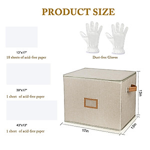 Lukeline Wedding Dress Storage Box, Wedding Dress Preservation Box with Lid, Foldable Acid-Free Organizer with 1 Pair of Microfiber Gloves and 20 Sheets of Acid-Free Paper (1, Medium)