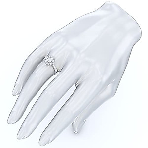 PRSTANI 10K White Gold Vintage Milgrain Romantic Petals Halo 1.0 CT Simulated Diamond Engagement Ring (7)