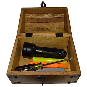 SciencePurchase Pirate's Treasure Chest Wooden Nautical Jewelry Box with Functional Lock and 2 Keys, Wood with Iron Accents, Hinged Lid, 8 Inches Long