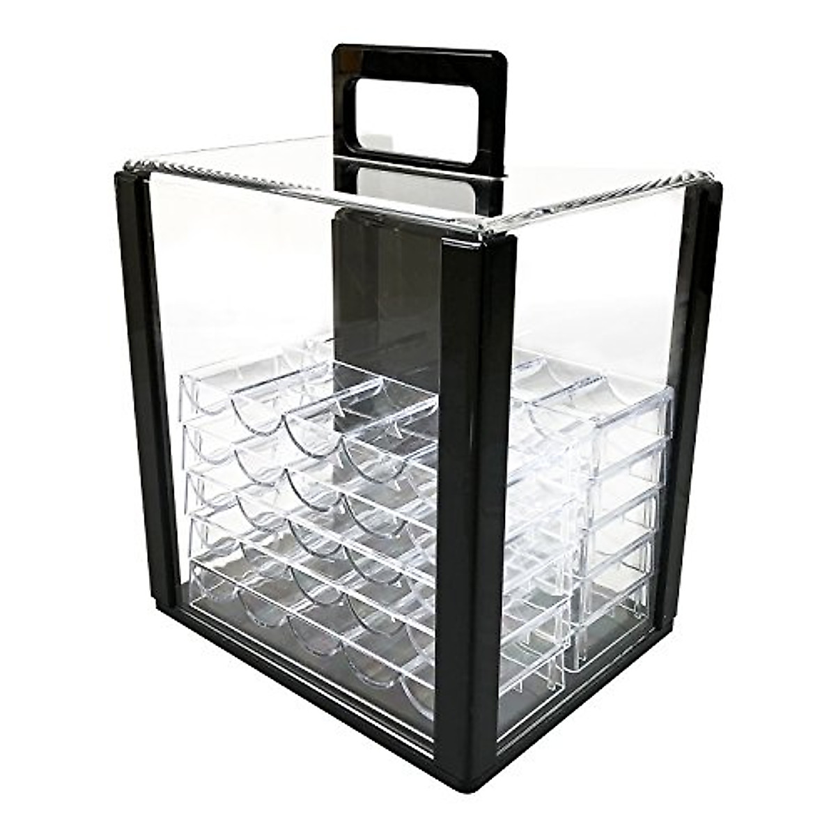 Yuanhe 1000 Chip Clear Acrylic Poker Chip Carrier-Includes 10 Chip Racks