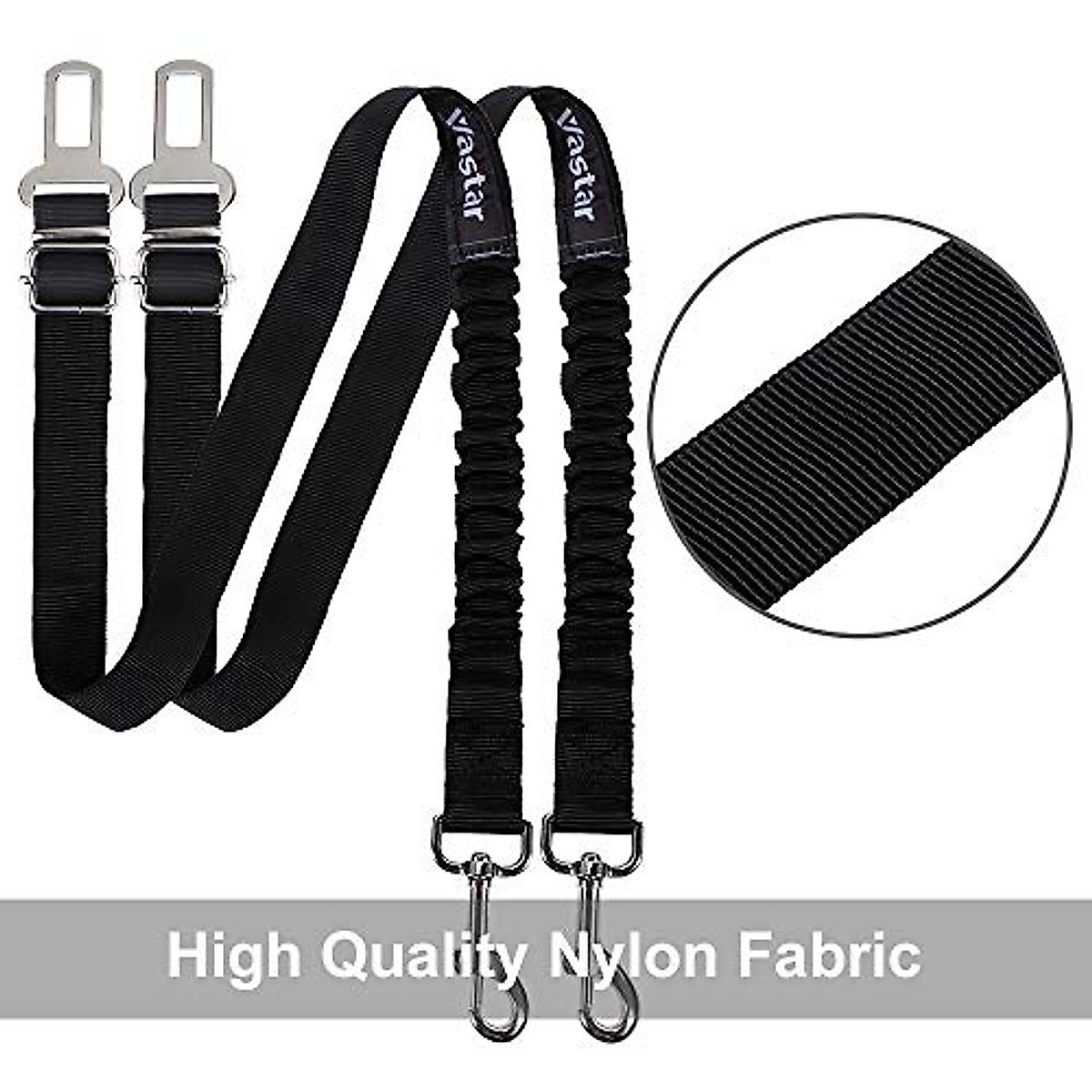 Vastar Dog Seat Belt Harness, 2 Packs Pet Dog Seat Belt Leash Adjustable Dog Cat Safety Leads Harness, Vehicle Car Seatbelt Harness for Pets with Elastic Nylon Bungee Buffer for Shock Attenuation