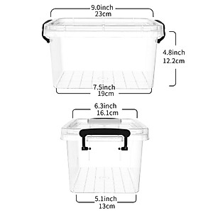 Cetomo Plastic Storage Bin Tote Organizing Container with Lid and Secure Latching Buckles, Clear, 3.2Qt x 12, Pack of 12