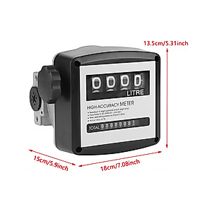 Mechanical Meter, 4 Digital Fuel Meter 1 Inch High Accuracy Gas Oil Flowmeter Counter Gauge with LCD Digital Display for Measuring, Kerosene, Gasoline