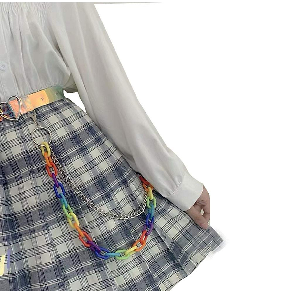 Women Men Rainbow Trousers Chain Hip Hop Punk Pants Wallet Key Chain Colorful Acrylic Gothic Rock Jean Pant Chain Waist Chain (colorflul)