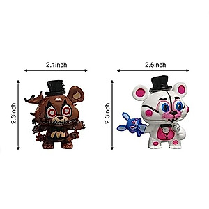 8 pcs Cake Toppers Gift for Kids, Freddy Five Nights Toys Cake Decorating, 2.3" - 3" with 50 PCS Waterproof Stickers for Party