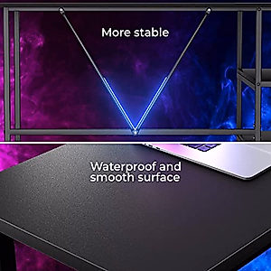 GreenForest 51 inch L Shaped Gaming Desk Small Reversible Corner Gaming Computer Desk with Storage Shelves for Home Office PC Workstation Laptop Table, Black