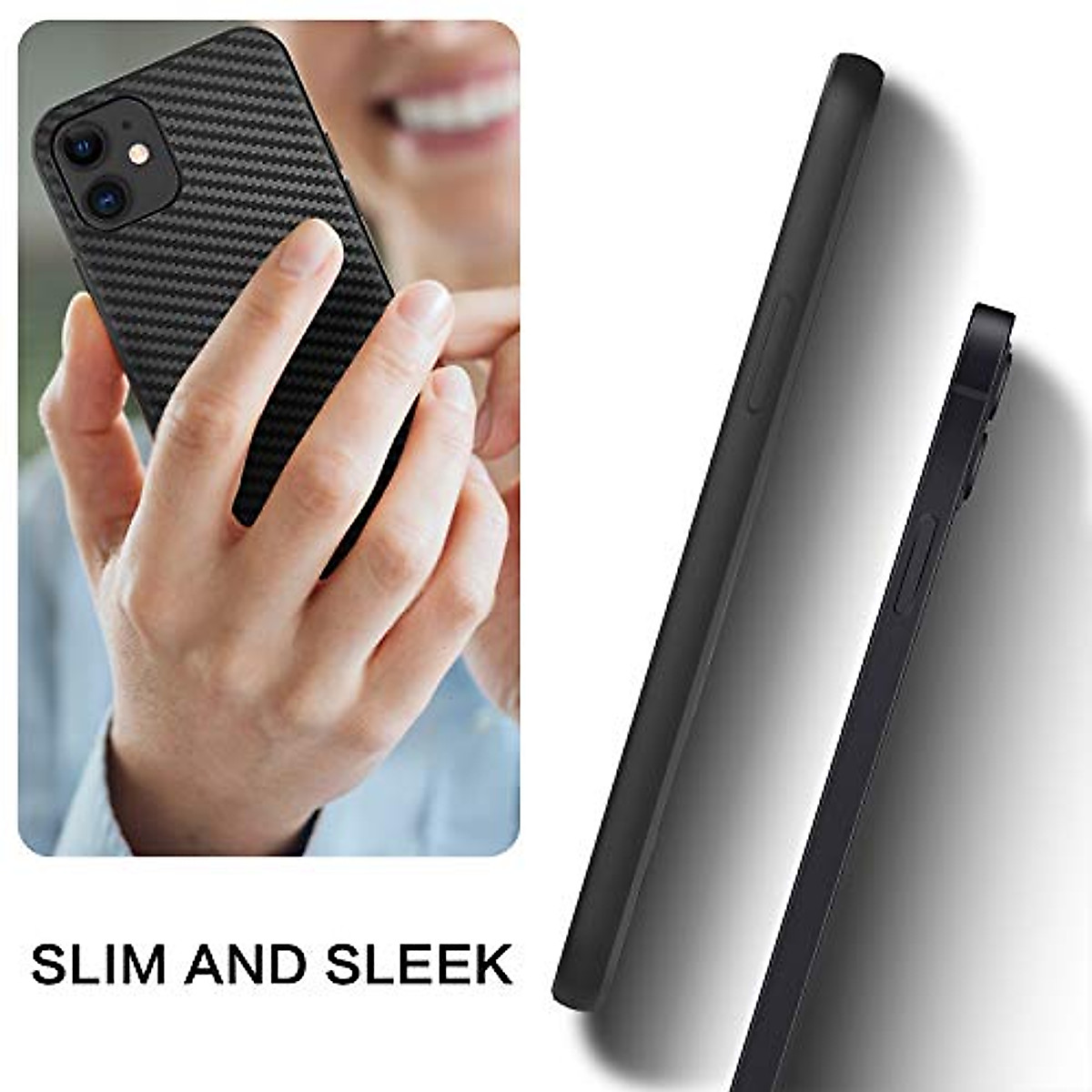 BENTOBEN Campatible with iPhone 12 Case and iPhone 12 Pro Case 6.1 inch (2020),Slim Thin Shockproof Protective Hybrid Hard PC Soft TPU Bumper Drop Protection Boys Men Phone Covers, Black/Carbon Fiber