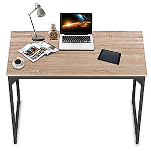 HCB Computer Desk 39inch Home Office Desk Writing Study Table Modern Simple Style PC Desk with Black Metal Frame(Nature),39x20x29inch