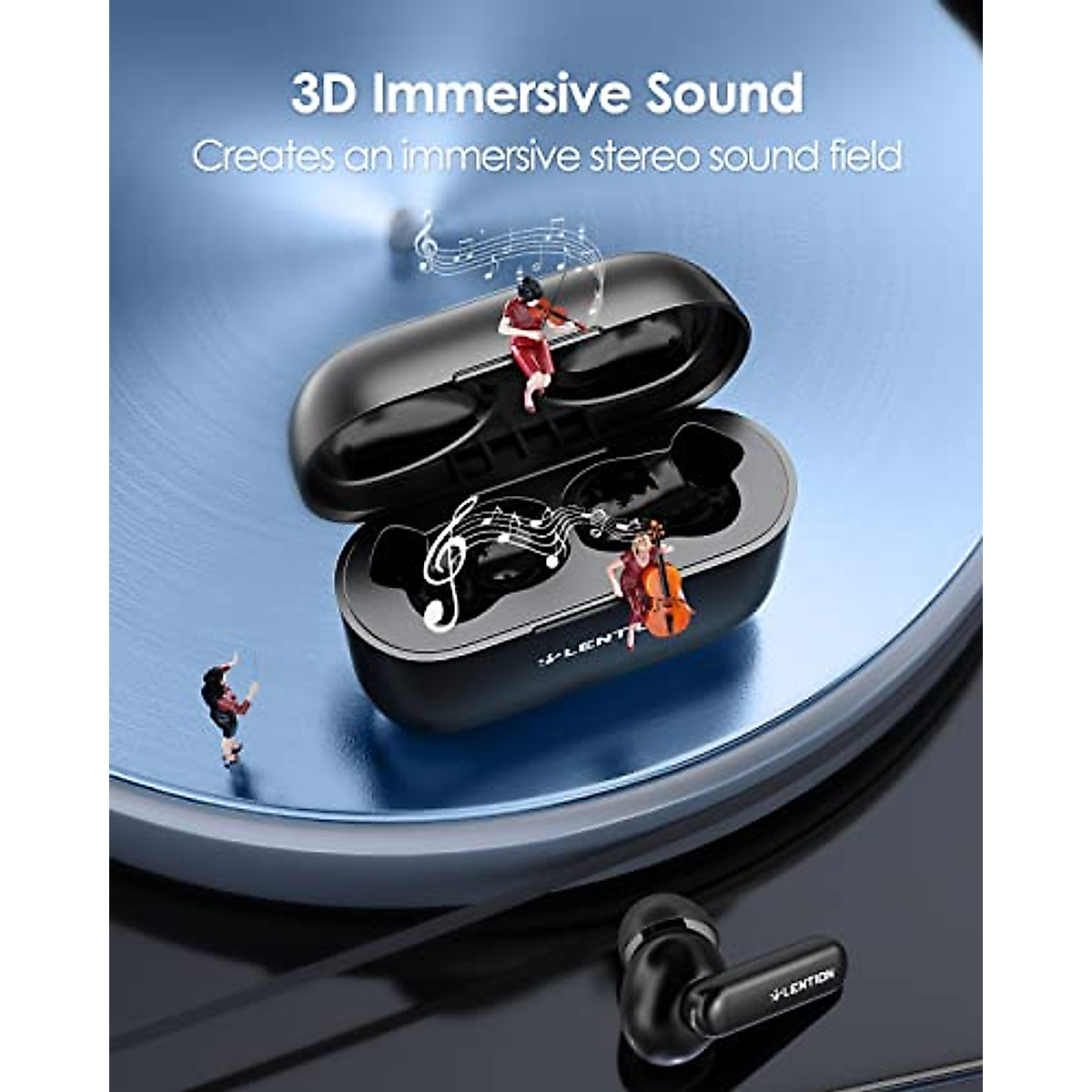 LENTION T2 Hybrid Active Noise Cancelling True Wireless Earbuds, in-Ear Bluetooth Headphones, Immersive Sound Premium Deep Bass Black Bluetooth Earbuds, IPX4 Waterproof Bluetooth 5.1 Earphones