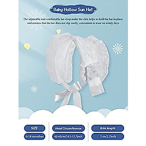 2 Pieces Baby Girls Bonnet Christening Lace Hat Caps Breathable Adjustable Baby Girl Sun Hat Pink and White Toddlers Beanie for 3-18 Months Kids
