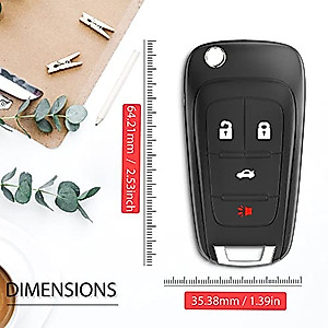 4 Buttons Keyless Entry Flip Car Remote Key Fob Fits for Chevy Equinox, Camaro 2010-2019, Cruze 2011-2016, GMC Terrain 2010-2019, B uick Regal 2011-2017 FCC: OHT01060512 315Mhz (1 Pack)
