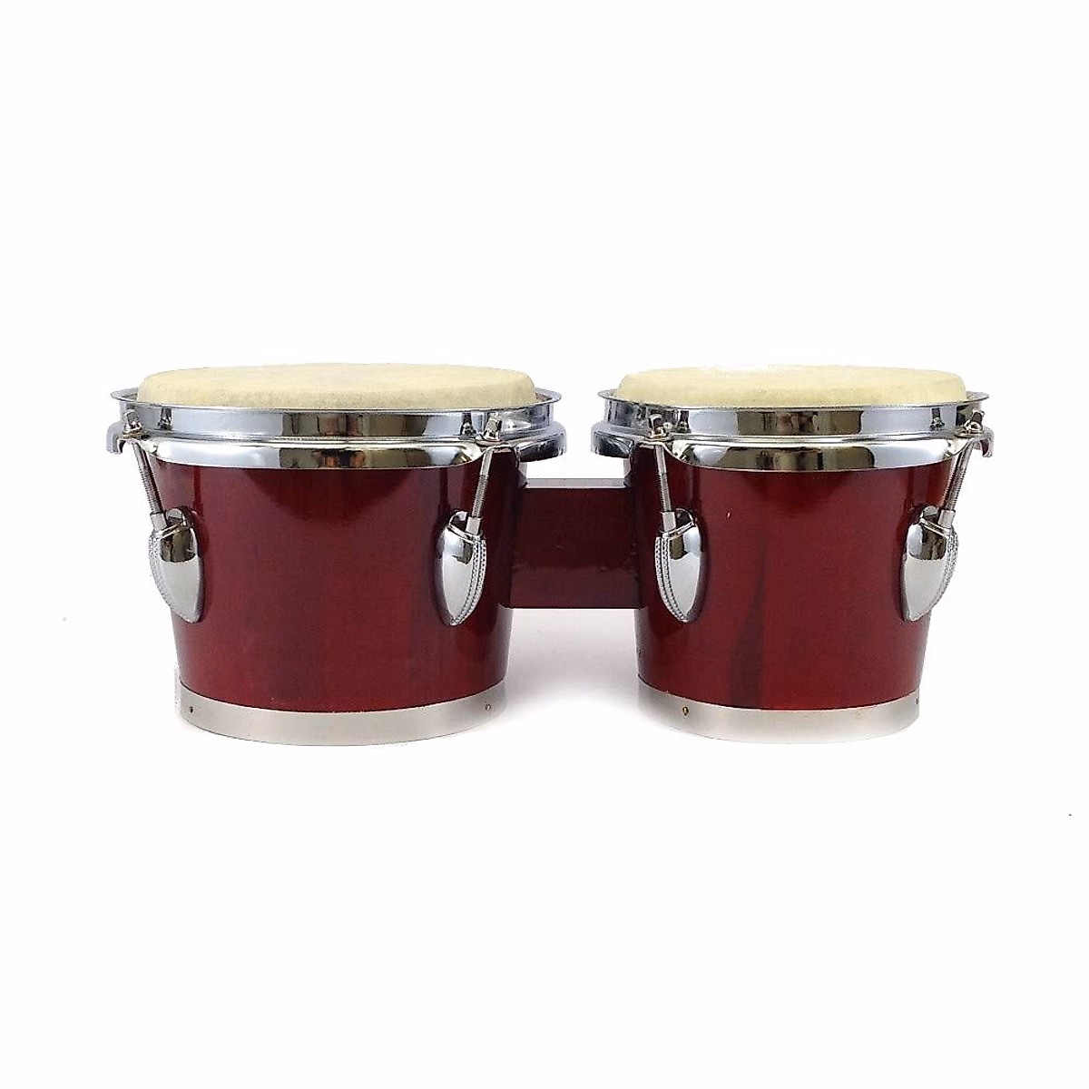 BONGOS 7" + 8" inch DARK RED WOOD DUAL DRUMS SET - WORLD LATIN Percussion - NEW