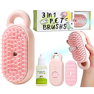 Cat Steam Brush, Pet Steam Brush, Spray Comb for Cats Massage Shedding,Water Brush for Dogs/Cats Steaming Cat Grooming Brush for Removing Tangled and Loose Hair Steam Brush for Cats (Pink)
