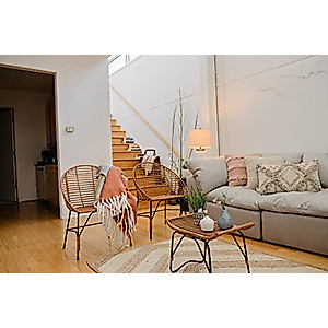 Creative Co-Op Wool Cream Kilim Pillow with Grey Fringe Accents