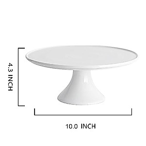 10-Inch Porcelain Cake Stand, Round Dessert Stand, Cake Stand for Dessert Table, White Round Ceramic Dessert Display Stands Cupcake Holder, Cupcake Stand for Wedding, Birthday Party, Baby Shower