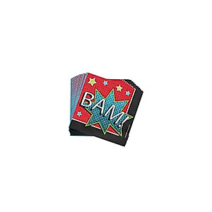 Superhero Party Supplies Packs (100 Pieces for 16 Guests) - Superhero Party Decorations, Super Hero Birthday Party for Boys, Plates and Napkins Superhero Party Supplies, Blue Orchards