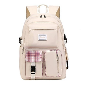 Acmebon Girl Roomy Fashion Laptop Backpack Casual Daily Backpack for Women Cream