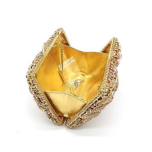 ZLXDP Women Evening Party Bag Clutches Bridal Wedding Party Heart Purses Leaves Crystal Purses