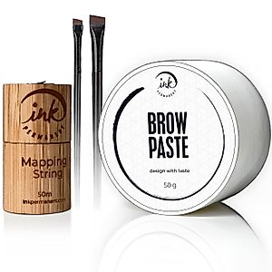50g White Brow Paste, Mapping String and Eyebrow Brush Kit [Large 50g Container and 2 brushes] Brow Shape and Define | Draw Or Sketch The Right Shape Of The Eyebrow | 1.8 oz, Eyebrow Tinting Tool