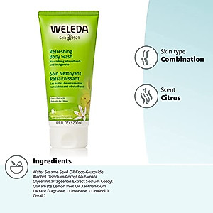 Weleda Refreshing Citrus Body Wash, 6.8 Fluid Ounce, Gentle Plant Rich Cleanser with Lemon Peel and Sesame Seed Oils