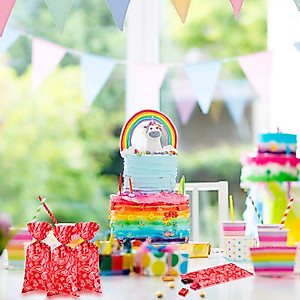 Blulu 100 Pieces Western Bandana Cellophane Bags Red Bandana Print Cello Treat Bags Cookie Candy Bags with 100 Pieces Silver Twist Ties for Western Cowboy Theme Party Favor