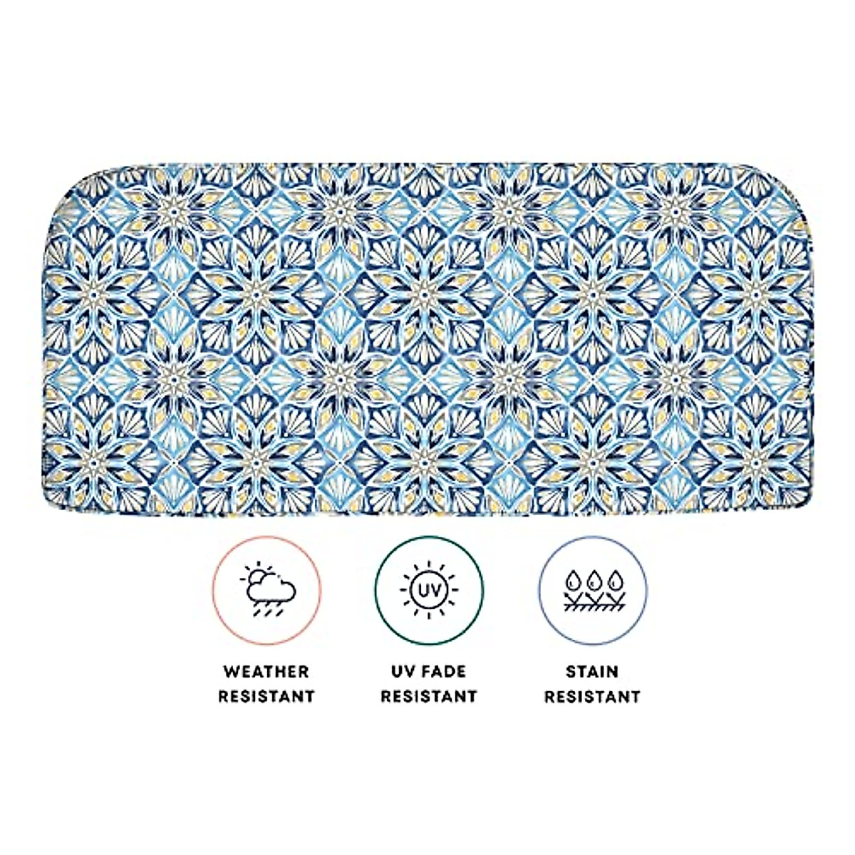 Honeycomb Indoor/Outdoor Beryl Pacific Blue Loveseat Bench Cushion: Rounded Corners, Recycled Fiberfill, Weather Resistant, Comfortable and Stylish Patio Cushion: 42" W x 18.5" D x 2.5" T