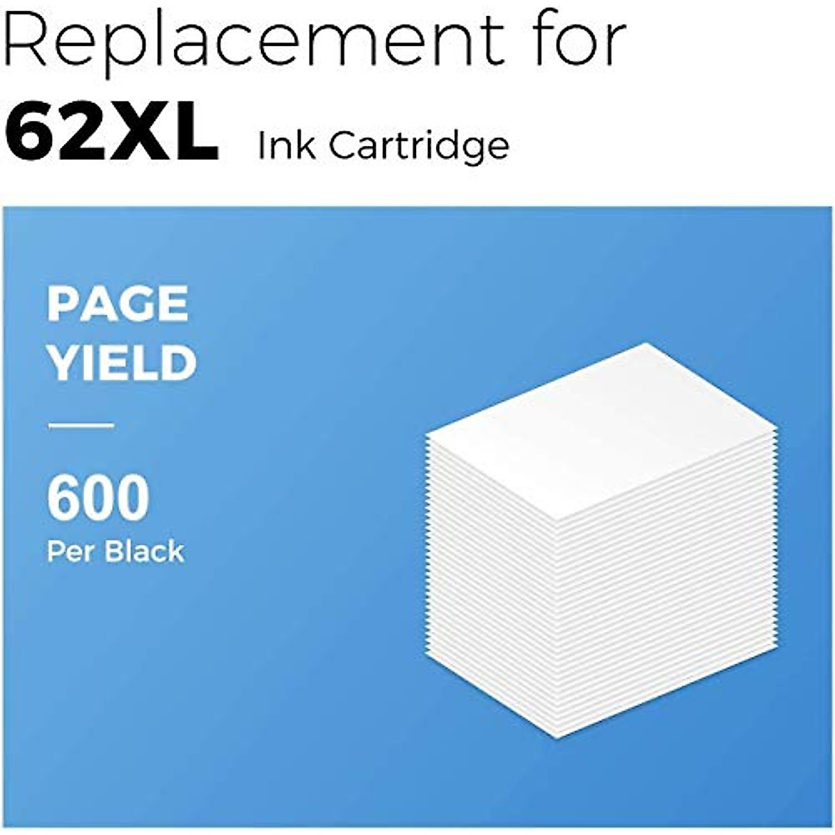 MYCARTRIDGE 62XL Black Remanufactured Ink Cartridge Replacement for HP 62 62XL (2-Pack) Use with OfficeJet 5740 8040 5741 Envy 7640 5660 5540 7645 OfficeJet 200 250
