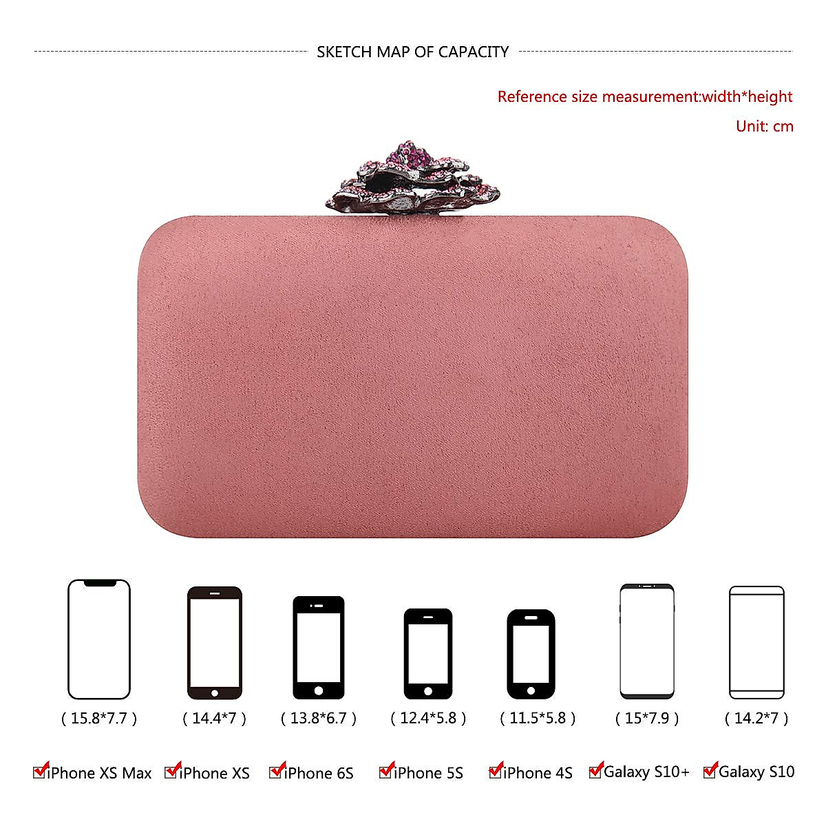 Fawziya Evening Clutch Bling Rhinestone Rose Velvet Novelty Medium Purses For Women Formall-Pink