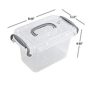 Nesmilers 1.8 L Plastic Latch Storage Box, 6-Pack Clear Storage Bins with Lids