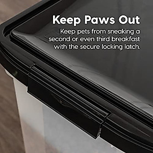 IRIS USA 10 Lbs / 12.75 Qt WeatherPro Airtight Pet Food Storage Container, for Dog Cat Bird and Other Pet Food Storage Bin, Keep Pests Out, Keep Fresh, Translucent Body, BPA Free, Clear/Black