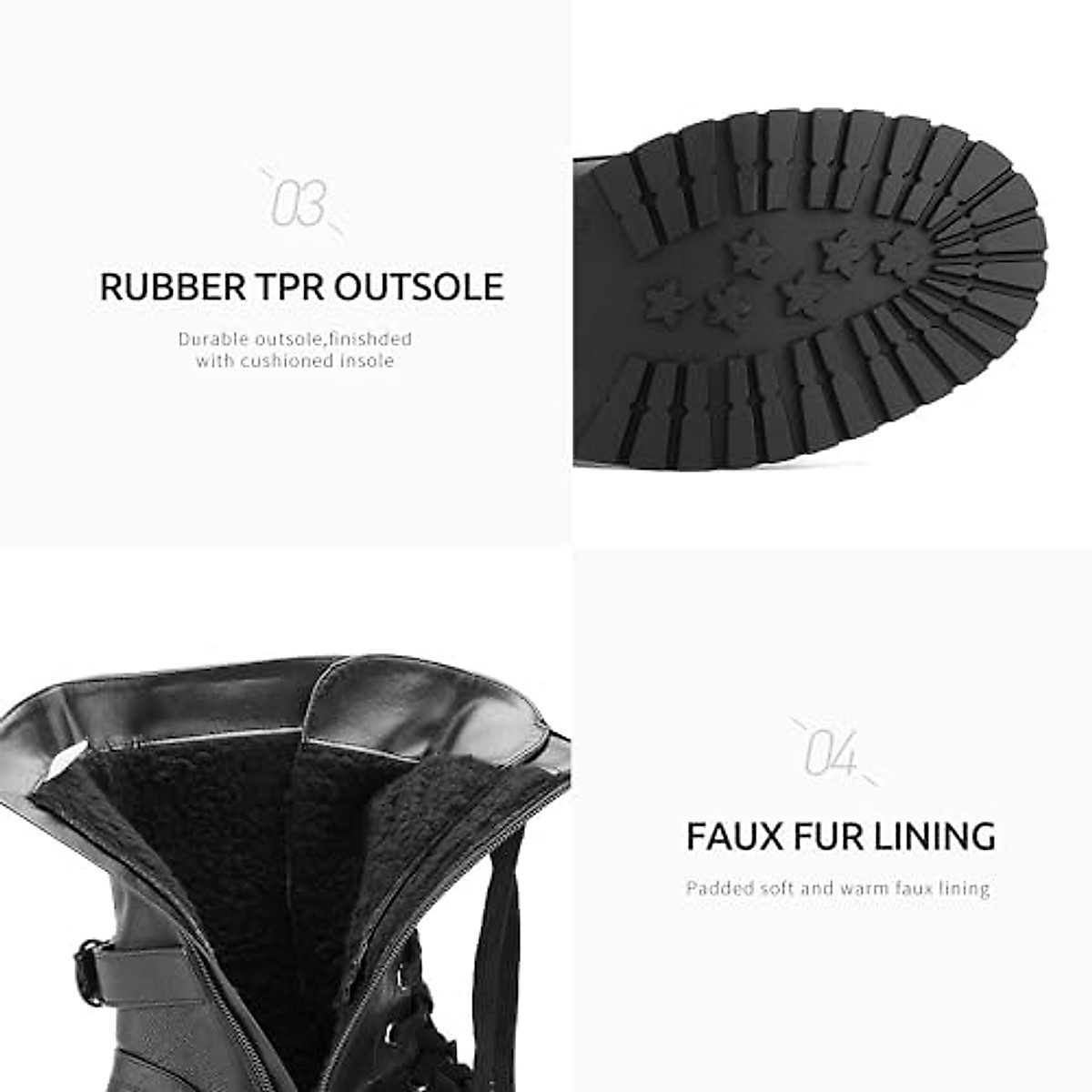 DREAM PAIRS Women's Terran Snow Black Faux Fur Lined Mid Calf Riding Combat Boots Size 10 M US